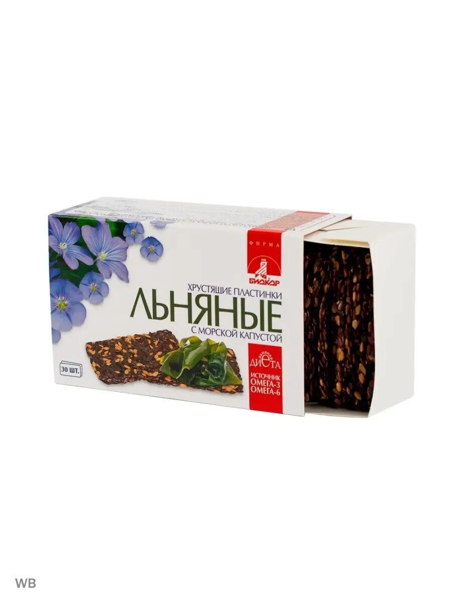 Льняные хрустящие пластинки с морской капустой, 30 шт.