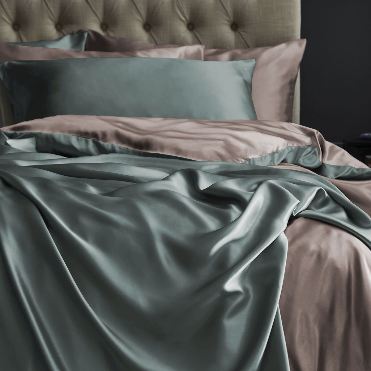 Постельное белье 2 спальное Mona Liza "Шалфей" наволочки 50*70 и 70*70 тенсел/лиоцелл (голубое серебро/кора)