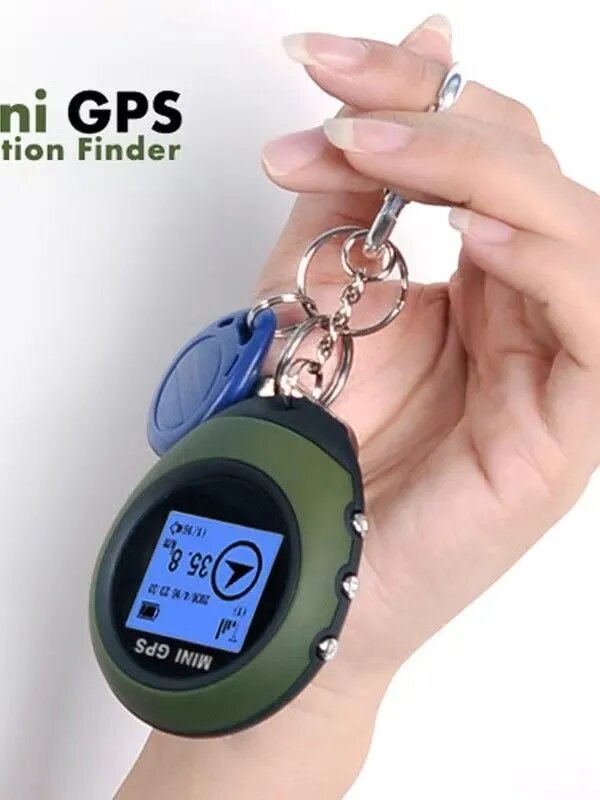 Мини GPS трекер, электронный компас, локатор, поисковое устройство для ключей, кошелька, цвет зеленый