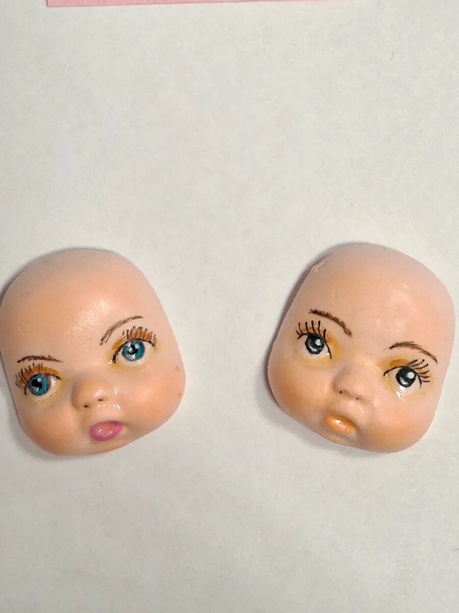 Набор раскрашенных лиц 2 шт для ватных игрушек