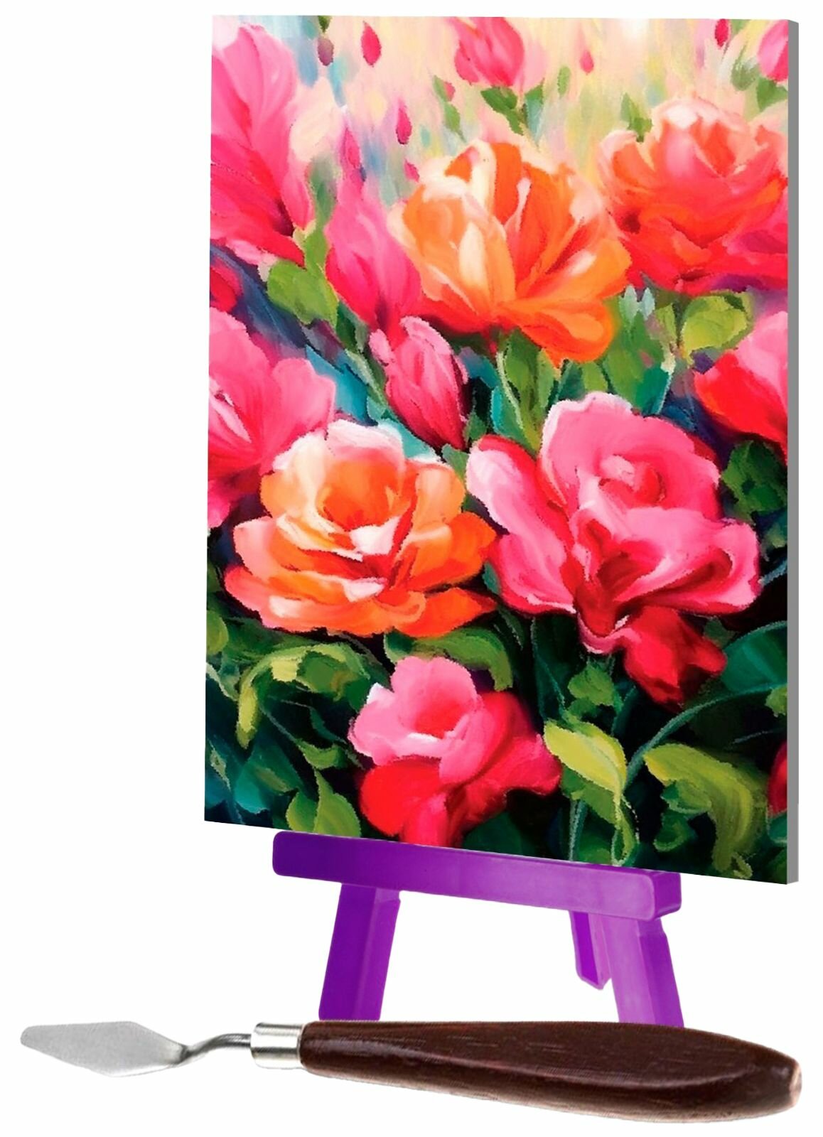 Рисование пастелью "Красочные пионы" с мольбертом, набор для детского творчества и живописи, юный художник, 6 цветов, формат А5