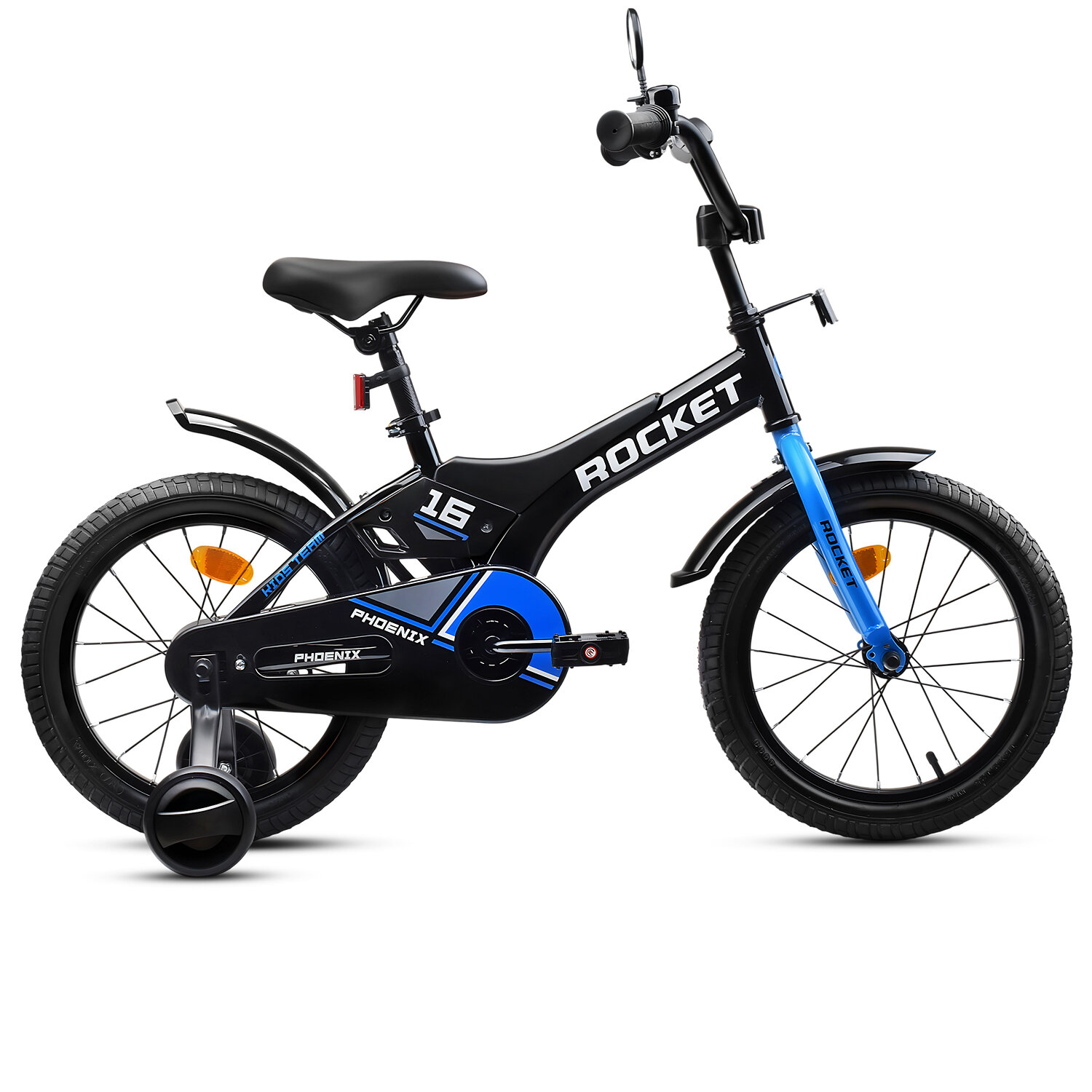 Велосипед 16" Rocket Phoenix, цвет черно/синий, рост 110 - 125 см.