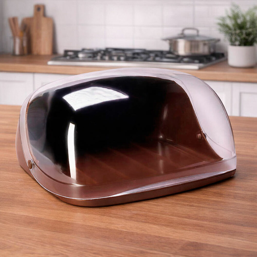 Хлебница пластиковая IDEA малая, цвет коричневый, с прозрачной крышкой, для сохранения свежести хлеба