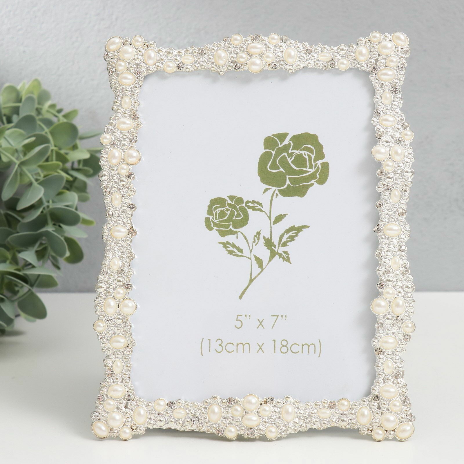 Фоторамка для фото 13x18 см "Жемчужные волны", стразы, 15x19.7 см