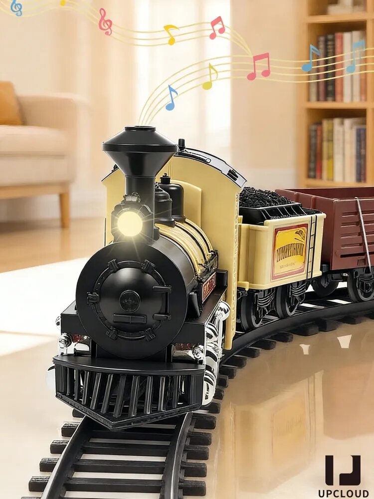 Электропоезд с рельсовым путем, Паровоз, UPCLOUD, DIY, Сочетание звука и света