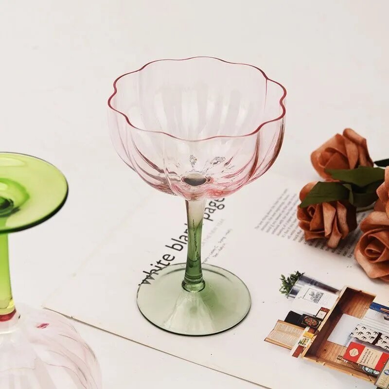 Фужер 400 мл, 2 шт - набор хрустальных бокалов для шампанского с цветами