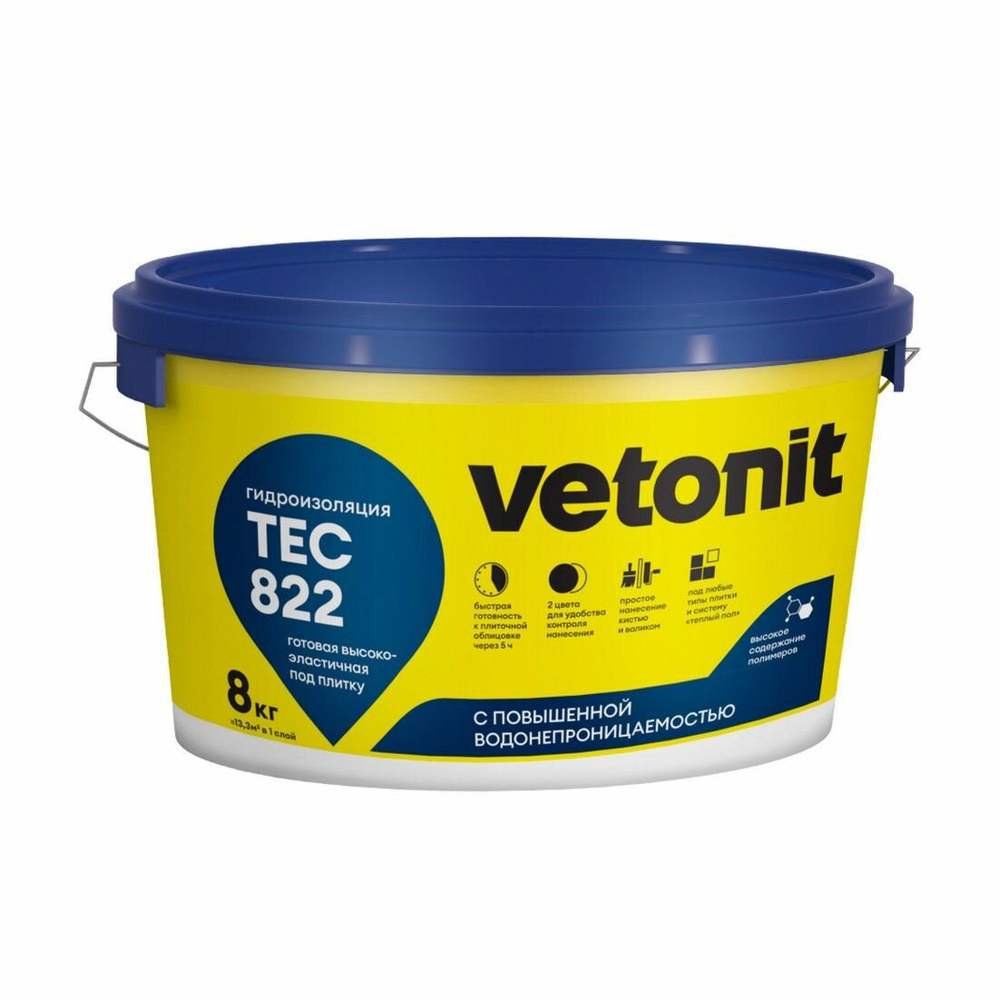 Мастика Vetonit tec 822 полимерная, гидроизоляционная, готовая к применению, розовый, 8 кг