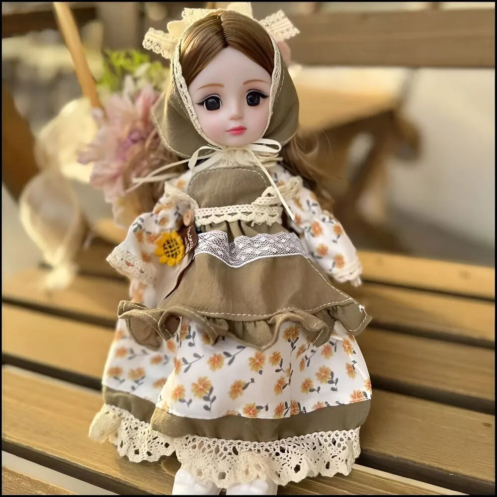 Кукла в кружевном платье; Элегантная фарфоровая кукла с аксессуарами для коллекции