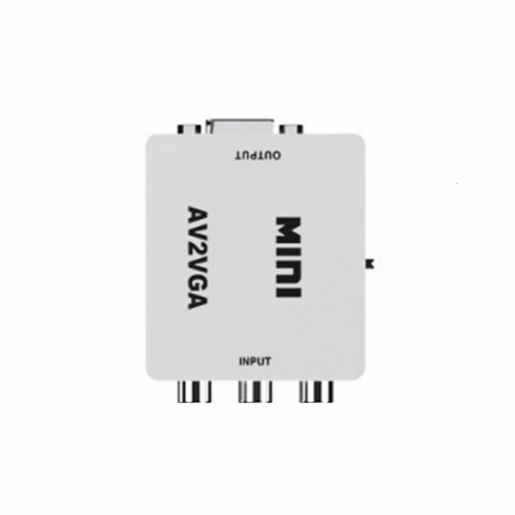 Мини 3RCA в VGA адаптер для HDTV с 3.5 мм портом, - AV RCA to VGA