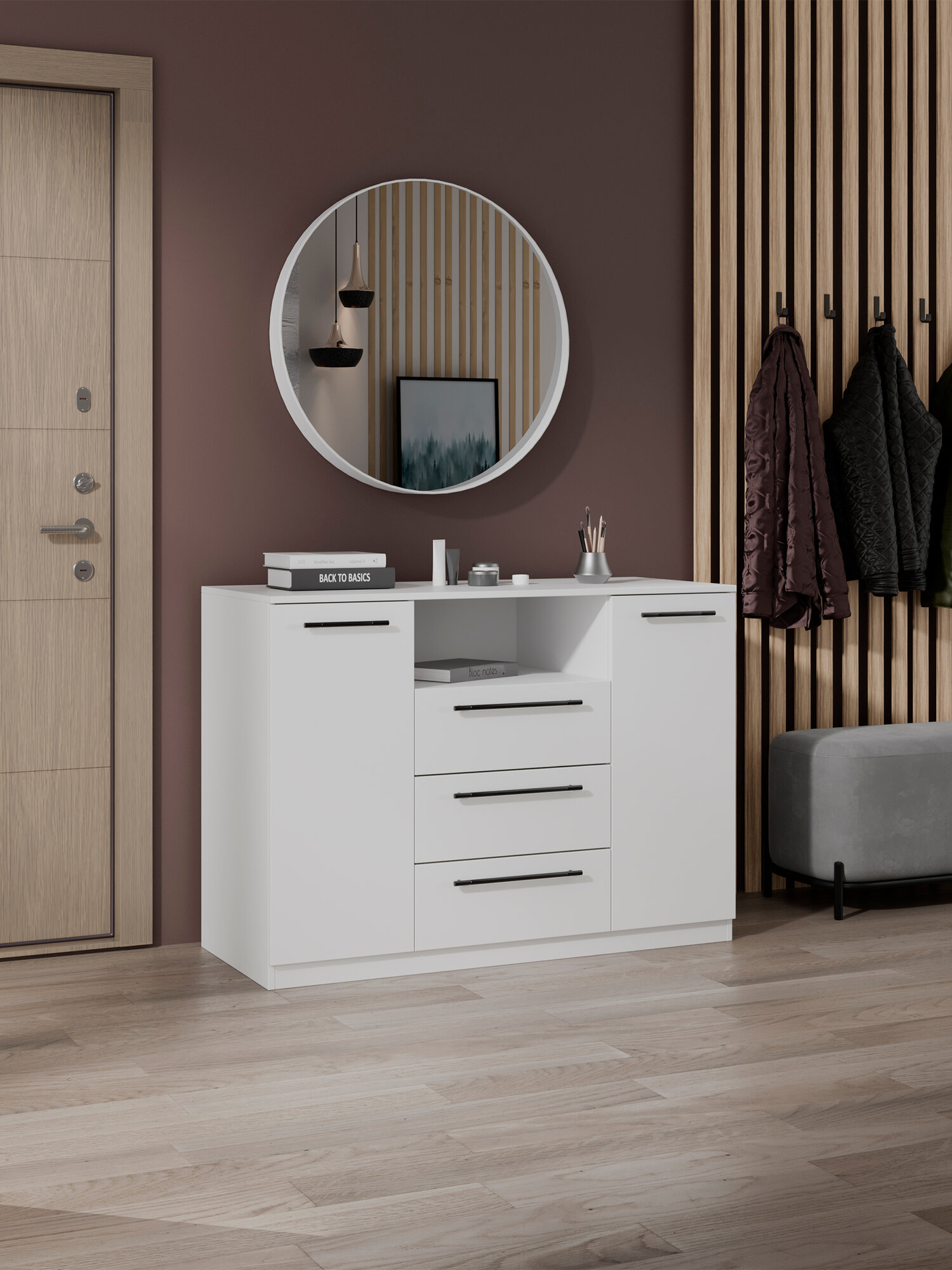 Комод с ящиками комбинированный Агата (Белый), 120х50.9х87.2 см