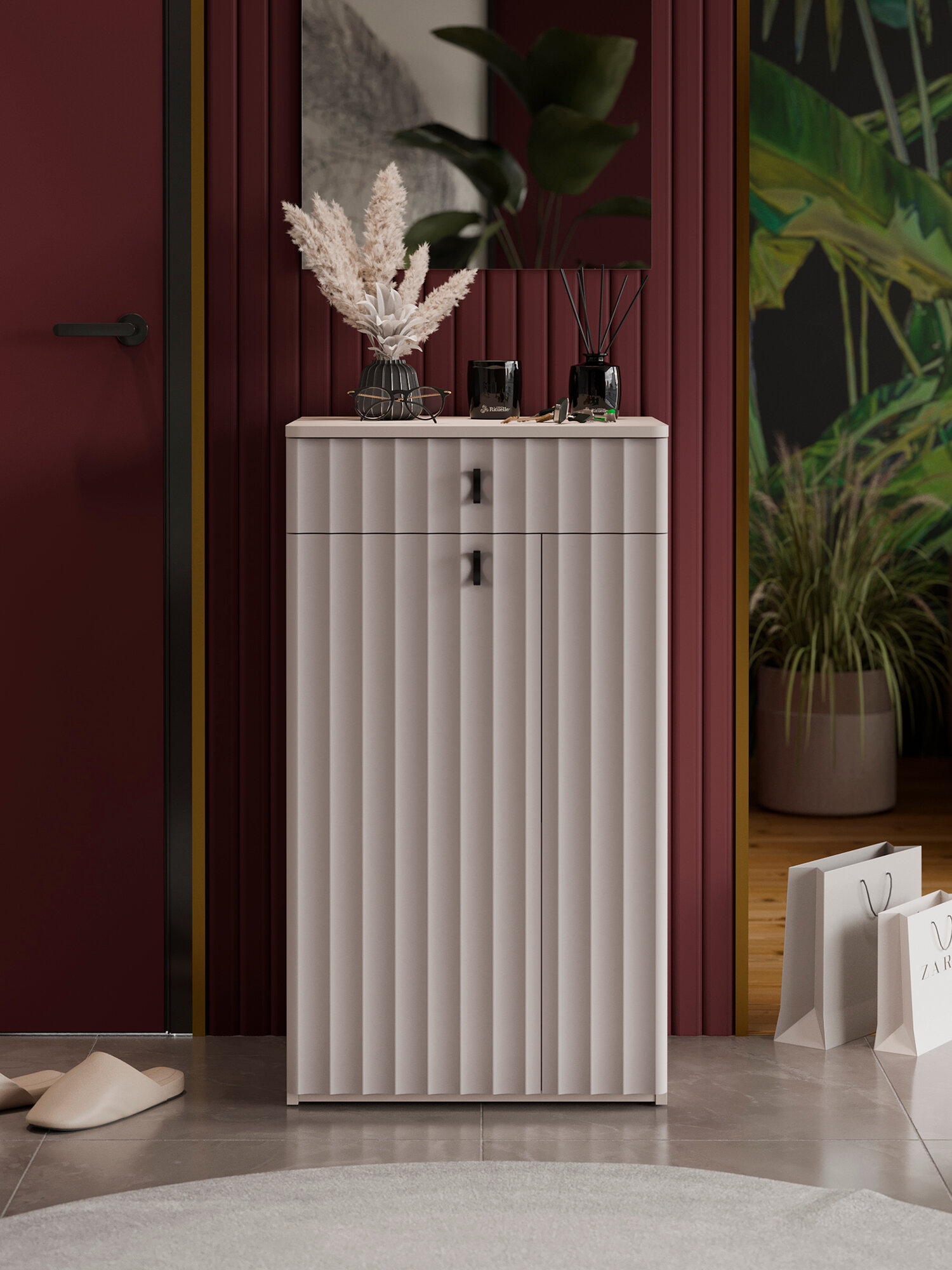 Тумба комбинированная Тиффани ТриЯ, кашемир, Исп.2.1, ШхГхВ: 55х43х98 см