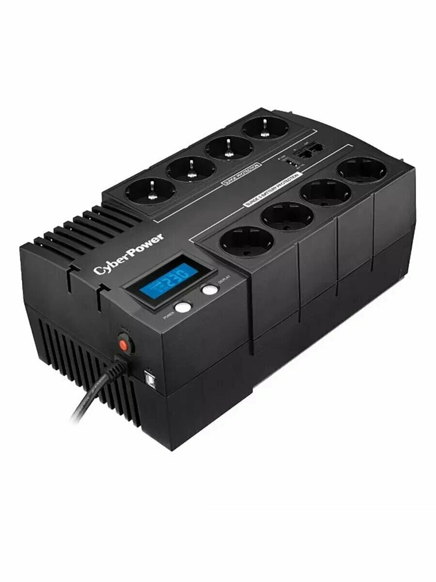 Источник бесперебойного питания (ИБП) CyberPower BR1000ELCD, 1000 В·А, 600 Вт, 8 розеток Schuko, линейно-интерактивный