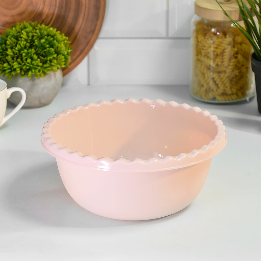 Миска круглая 1,8 л, полипропилен, цвет чайная роза, для сервировки и хранения