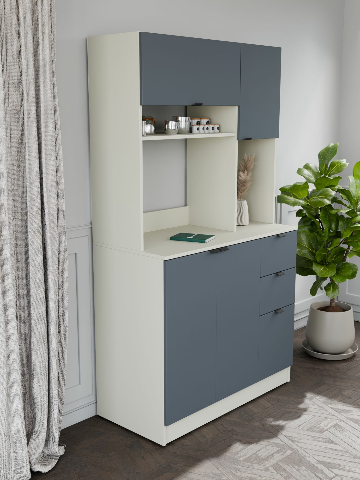 Изумлит Буфет Вилладж 100*180.4*48.7 см (ШхВхГ), бежевый-графит