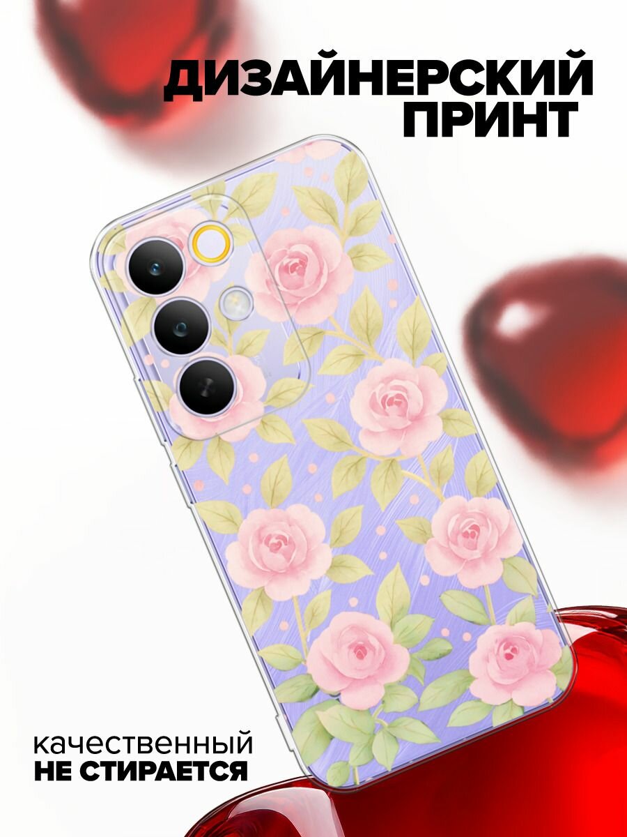 Чехол на Realme C85 Pro / Реалми C85 Про с принтом Акварельные розовые розы — фото 1