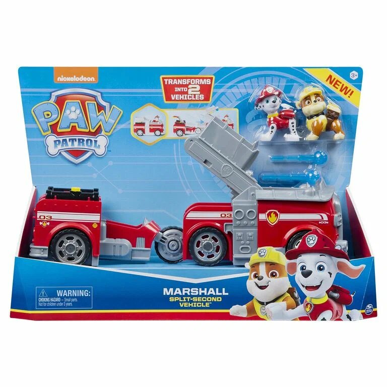 Nickelodeon Marshall Split-Second Vehicle Щенячий Патруль Машинка-трансформер с Маршаллом 6056035