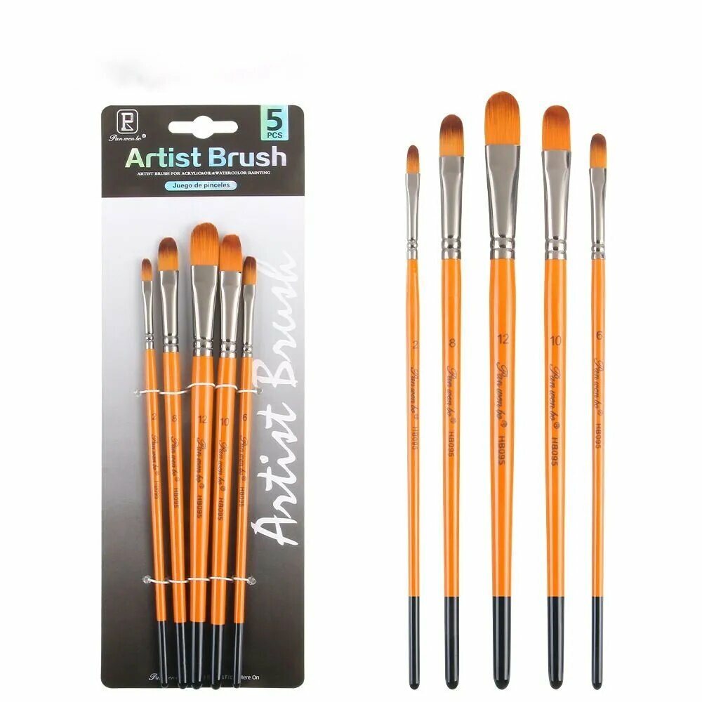 Набор кистей для рисования Кошачий язык № 5, 5 шт.