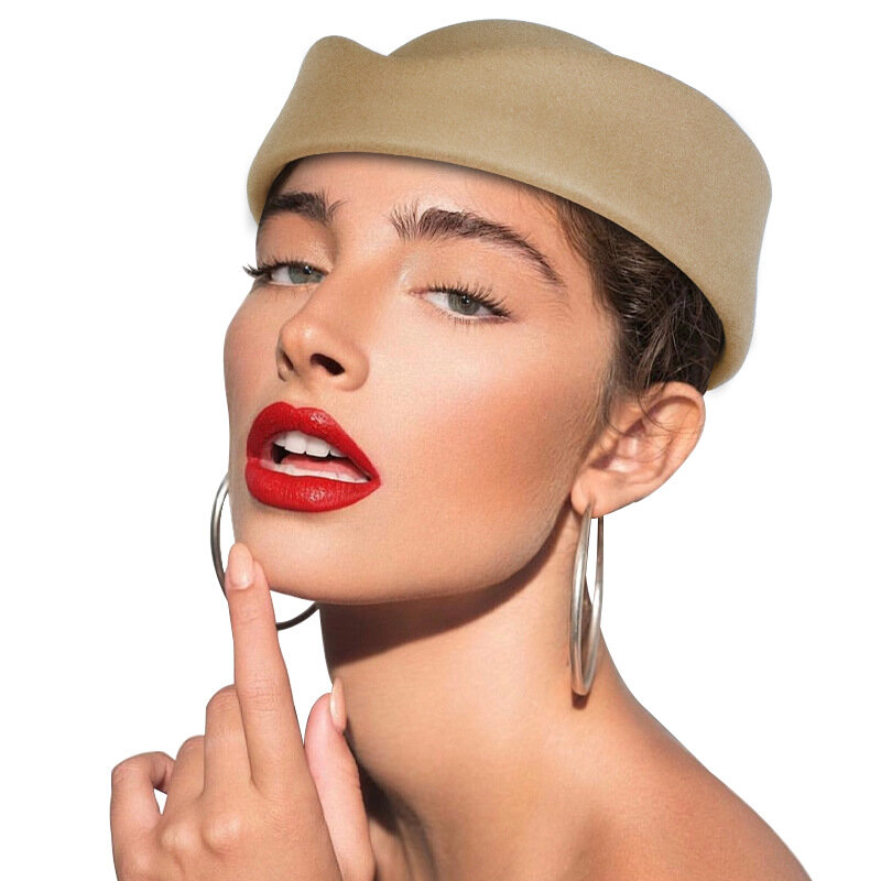 Европейский и американский британский ретро-берет из войлока для женщин-стюардесс, универсальная шерстяная шляпа стюардессы, парадная шляпа.