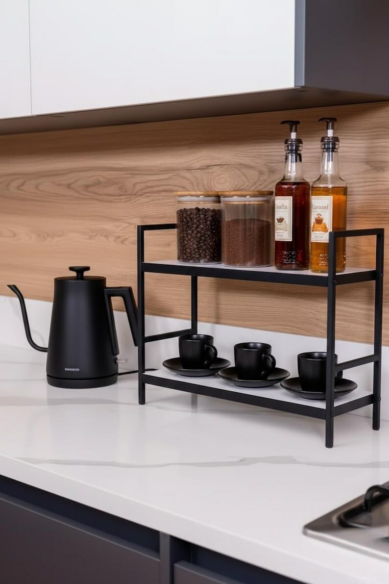 Полка настольная LOFT металлическая 2-ярусная 40*20*60 см, стеллаж этажерка для кухни и ванной