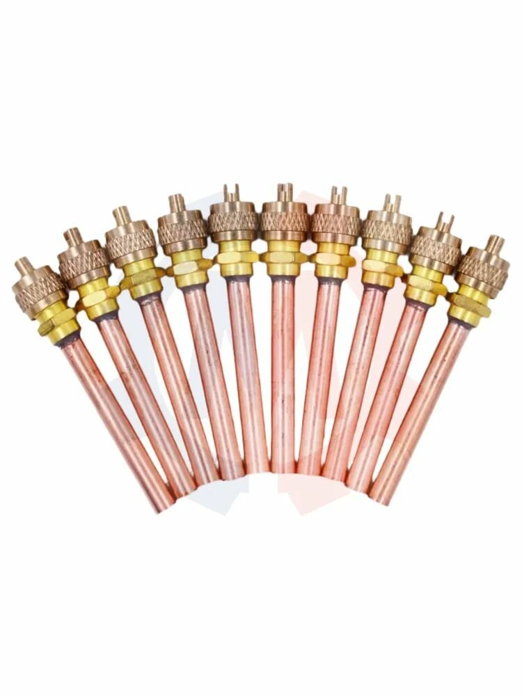 Клапан Шредера комплект 10 шт. заправочный сервисный штуцер 1/4 длина 60 мм толщина стенки 0,7 мм