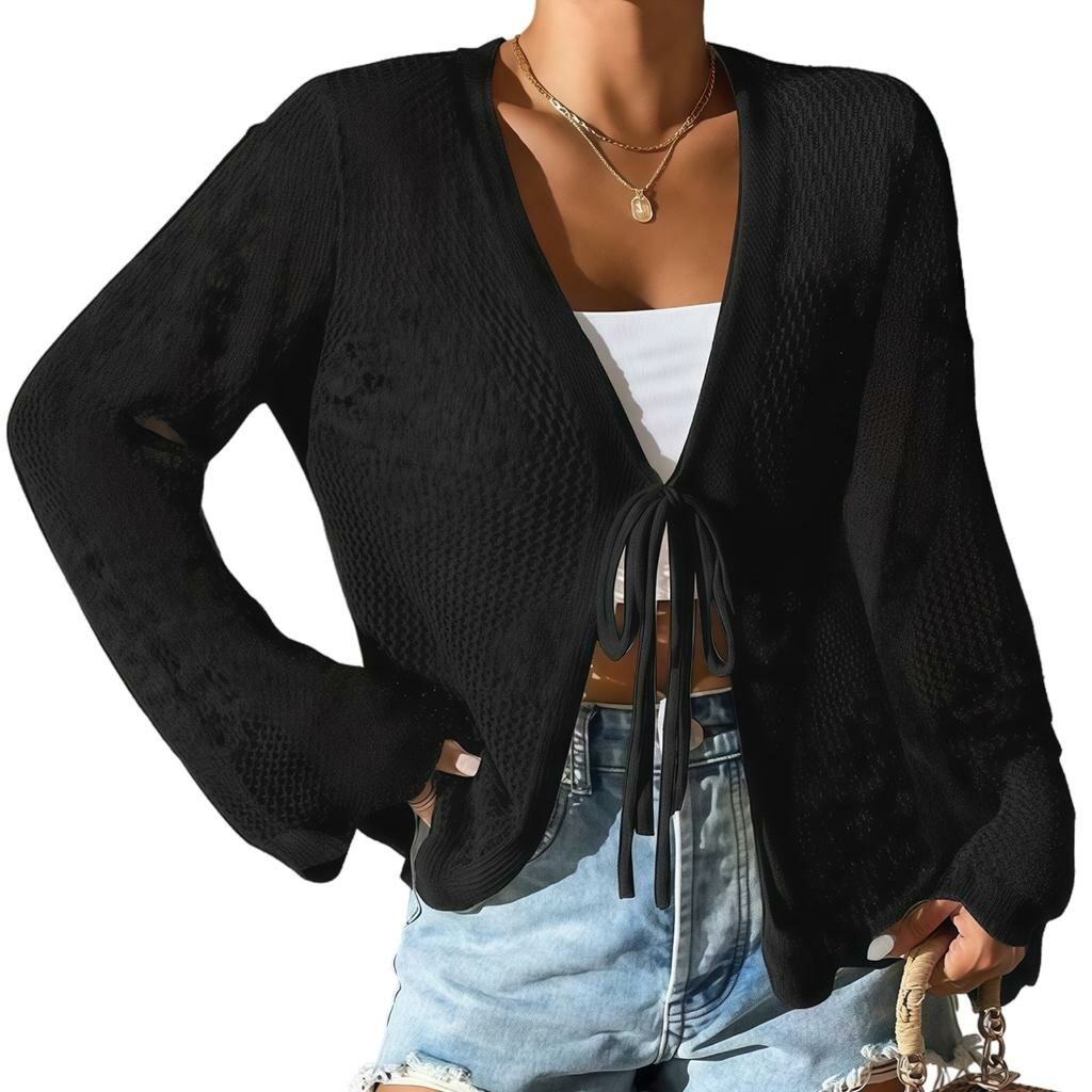 Женские мягкие пляжные накидки, Черный - S