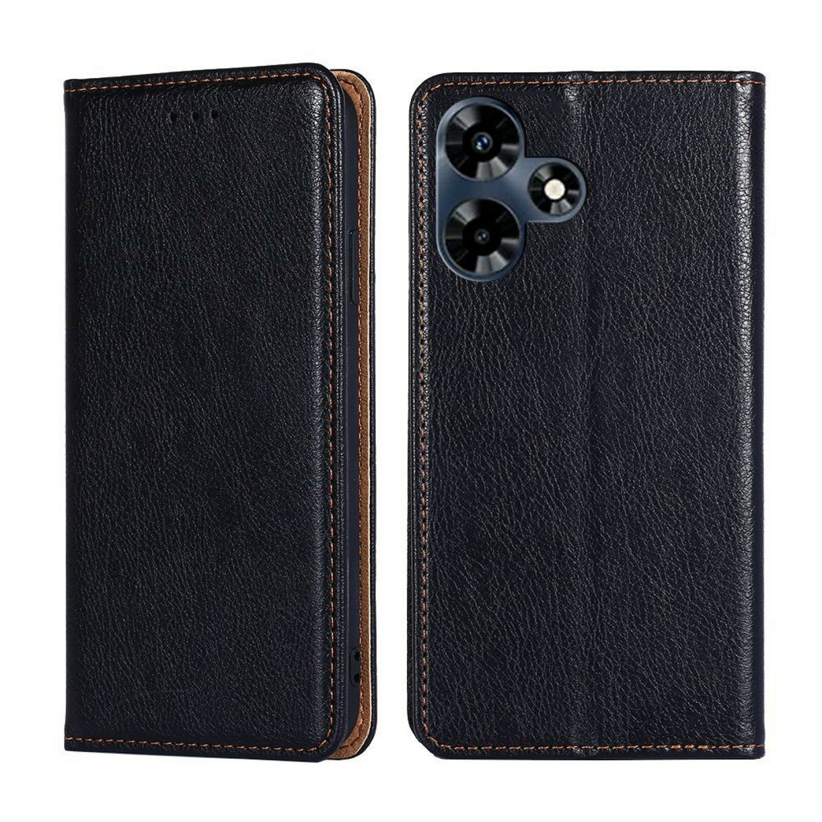 Чехол-книжка MyPads для Infinix Hot 30 черный из имитирующей кожи с полной защитой