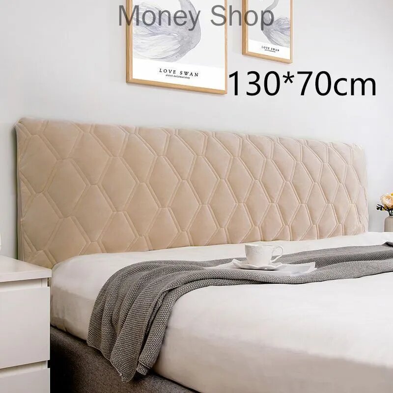 Чехол на мебель для кровати велюровый 130х70 см для изголовья кровати бежевый