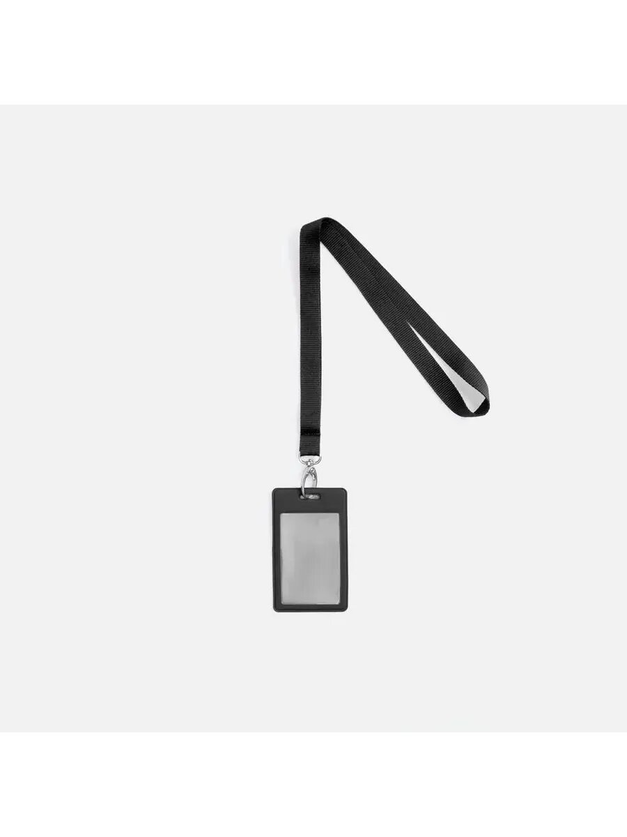 Стильная черная лента для бейджа с карабином