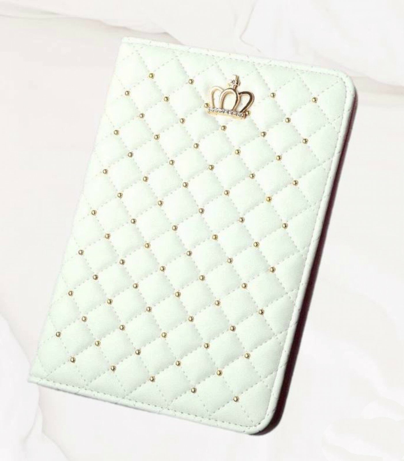 Защитный чехол MyPads из стеганой белой кожи с узором ромбик для iPad Air 2 (A1566, A1567)