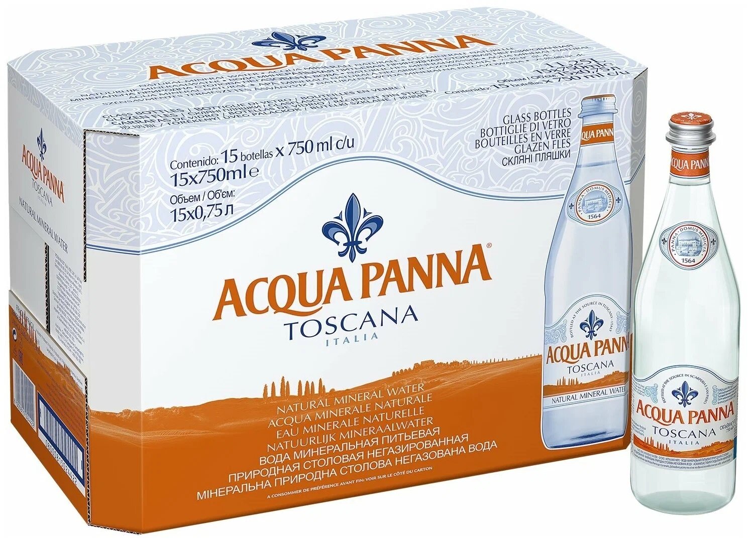 Acqua Panna 0,75л.*12шт. Негаз Стекло Вода минеральная Аква Панна