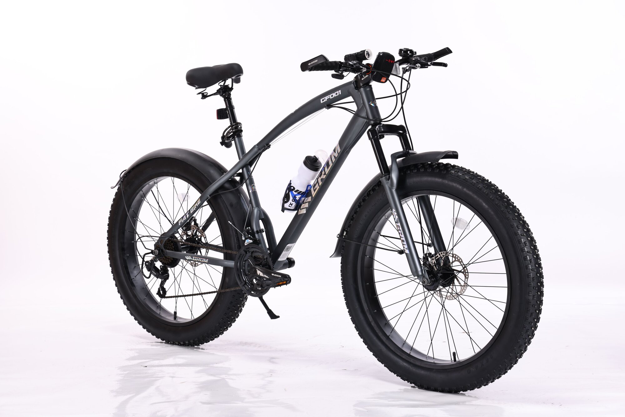 Fatbike Горный велосипед Фэтбайк GROM, 26*4.0 дюймов / взрослый, мужской и женский для прогулки / скоростной, спортивный велик для подростков серый матовый