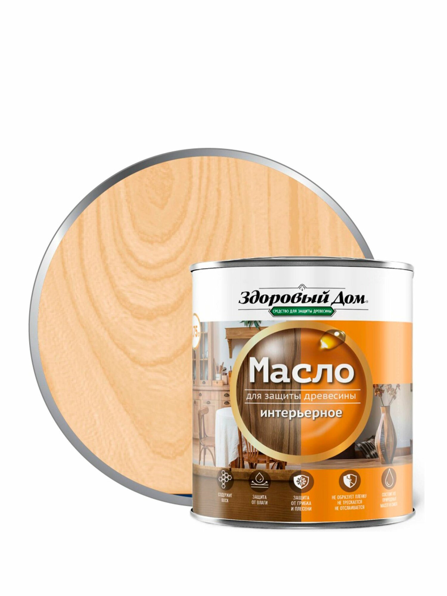 Лакра Масло для защиты древесины интерьерное, Здоровый Дом, бесцветная, 0,75 л