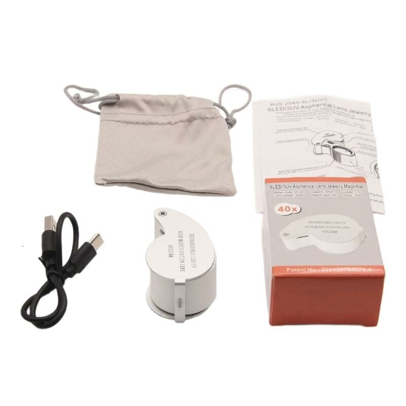 Лупа с подсветкой LED, 40×/60×, 40X с фиолетовым освещением