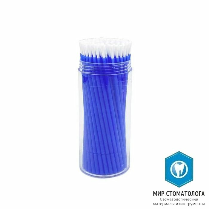 Аппликаторы-кисточки голубые Brush Applicators Dispodent, арт.1004 (100 шт)