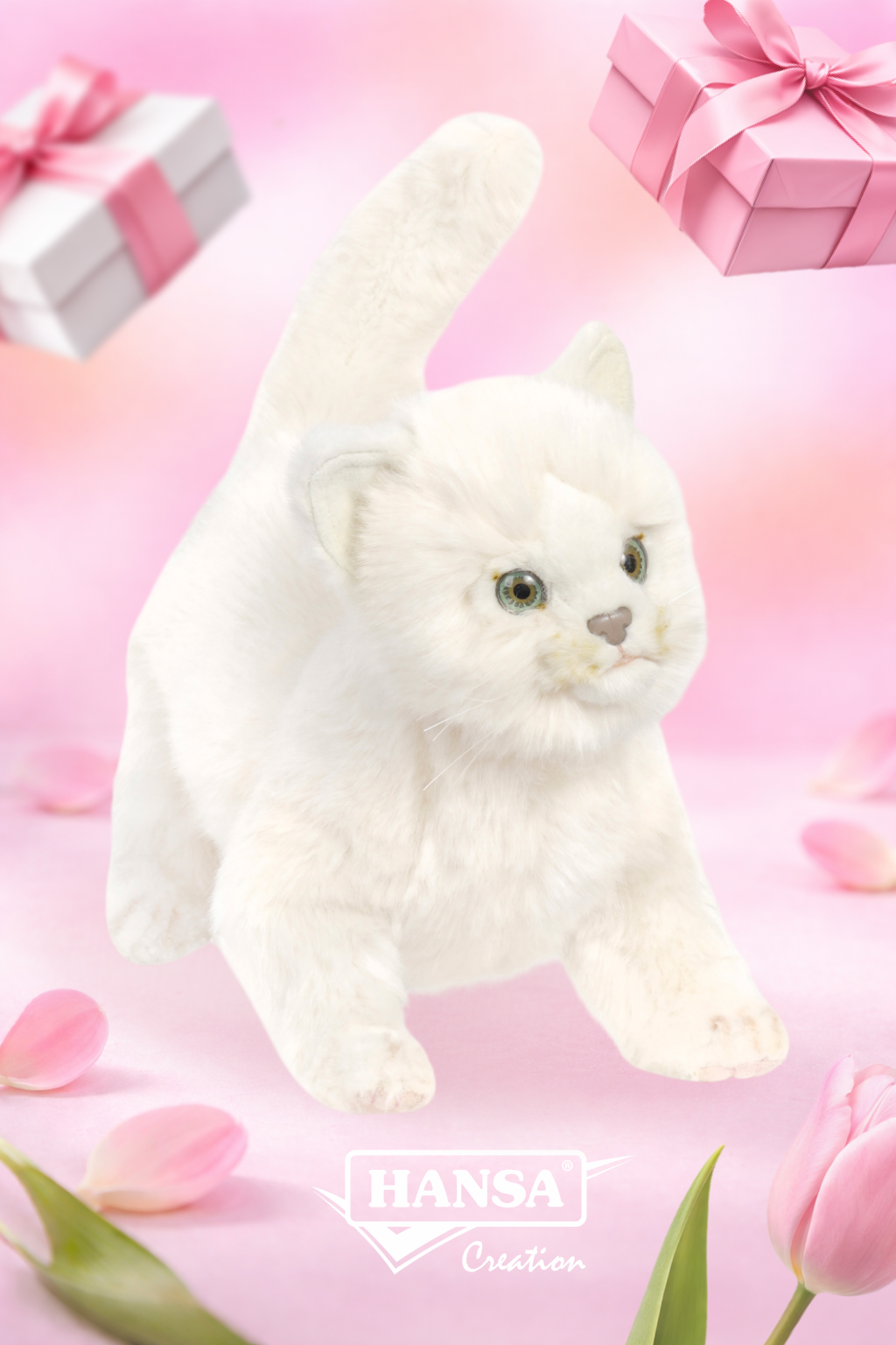 Реалистичная мягкая игрушка Hansa Creation, 6434 Котёнок, белый, 29 см