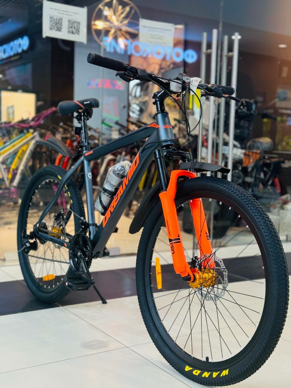 Горный подростковый велосипед DREAMID, городской, 26 дюймов / подростковый для прогулки / скоростной, спортивный велик серый оранжевый