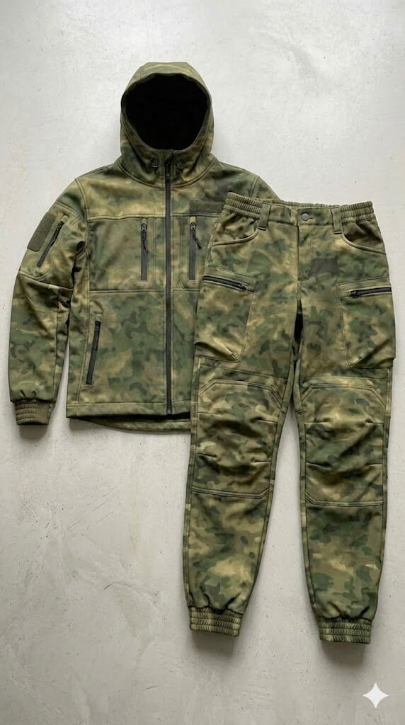 Тактический флисовый костюм демисезонный мужской в расцветке Мох (A-TACS FG style), размер 3XL