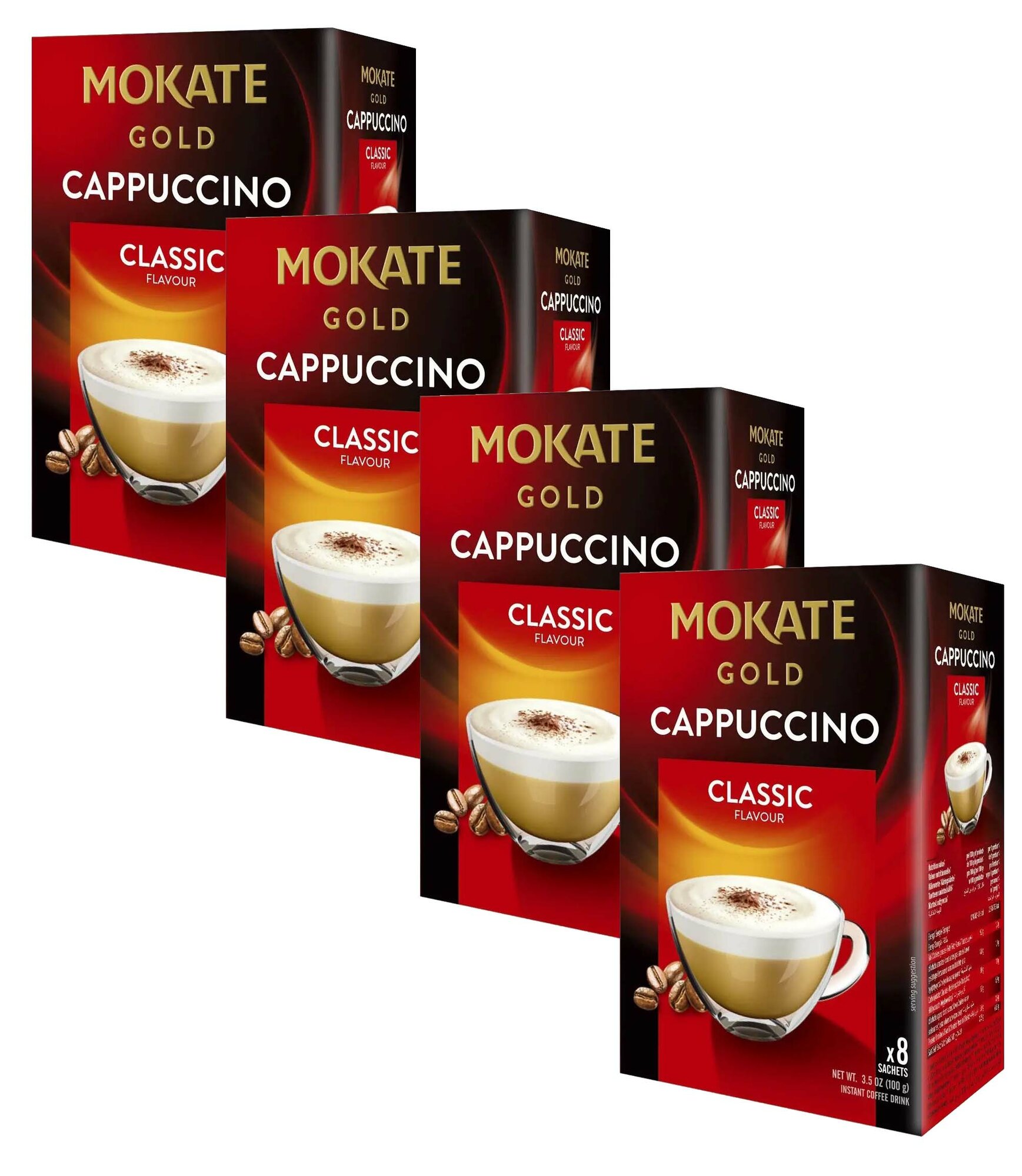 Кофейный напиток Mokate Gold Cappuccino Classic 100 гр. (8 пакетиков по 12,5 г). х 4 шт.