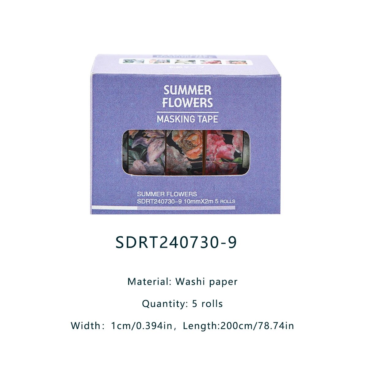 Набор Из 5 Рулонов Цветной Клейкой Ленты Васи С Весенними Цветочными Узорами, Ширина 10 Мм, Для Скрапбукинга, Дневников, Поделок