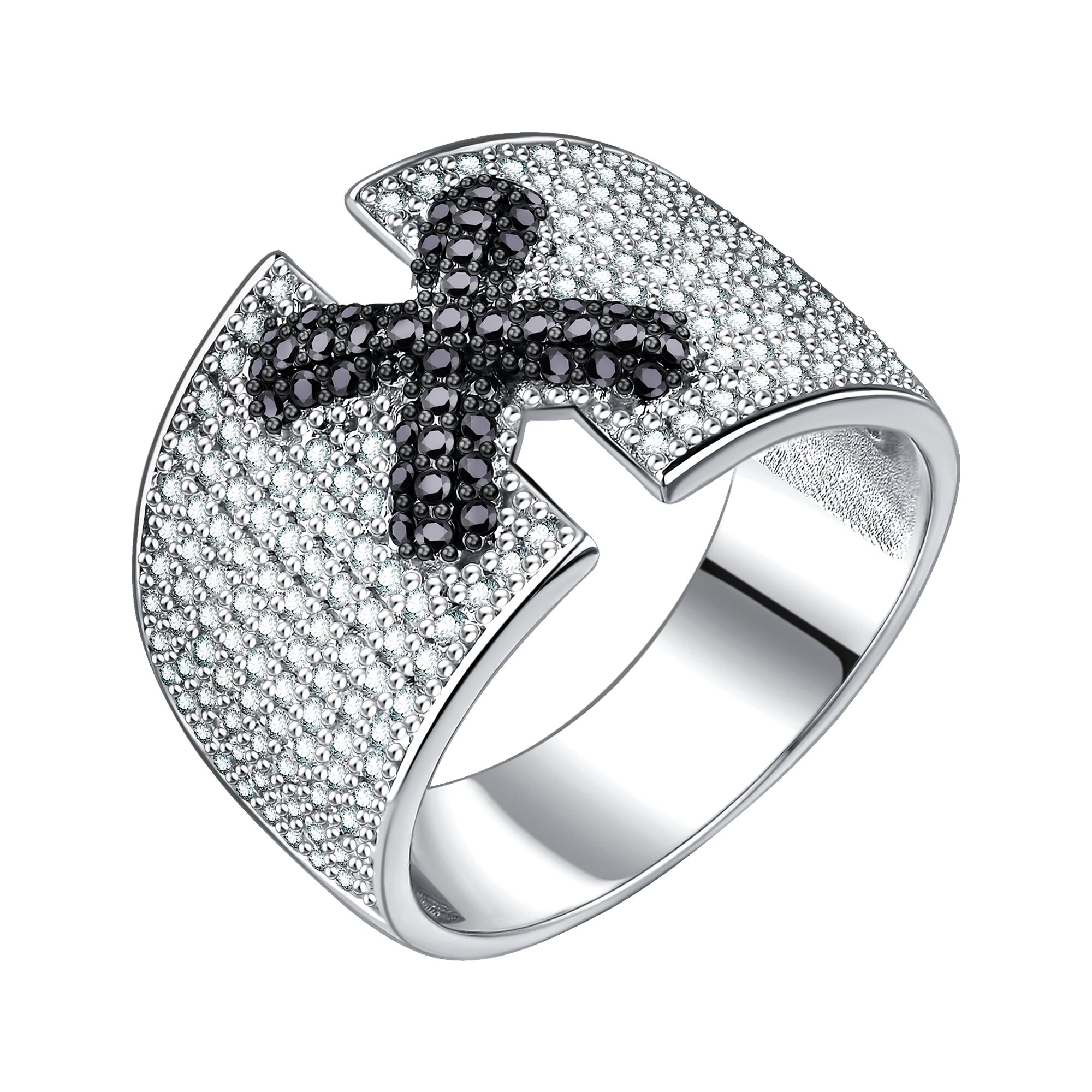 Кольцо, серебро, 925 проба, родирование, фианит