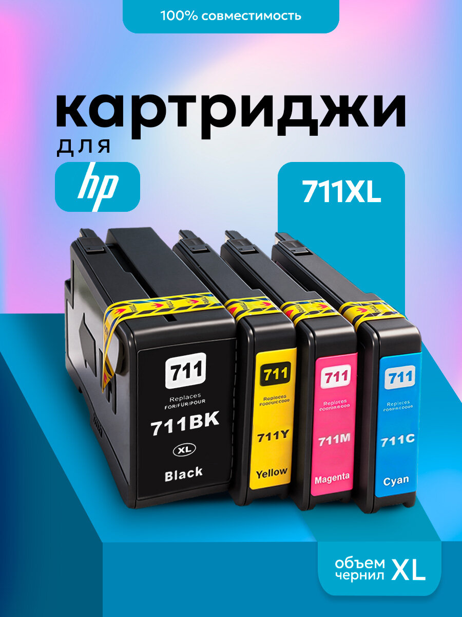 Картриджи HP 711XL (CZ133A CZ130A CZ131A CZ132A) для принтера плоттера HP DesignJet T120 T125 T130 T520 T525 T530