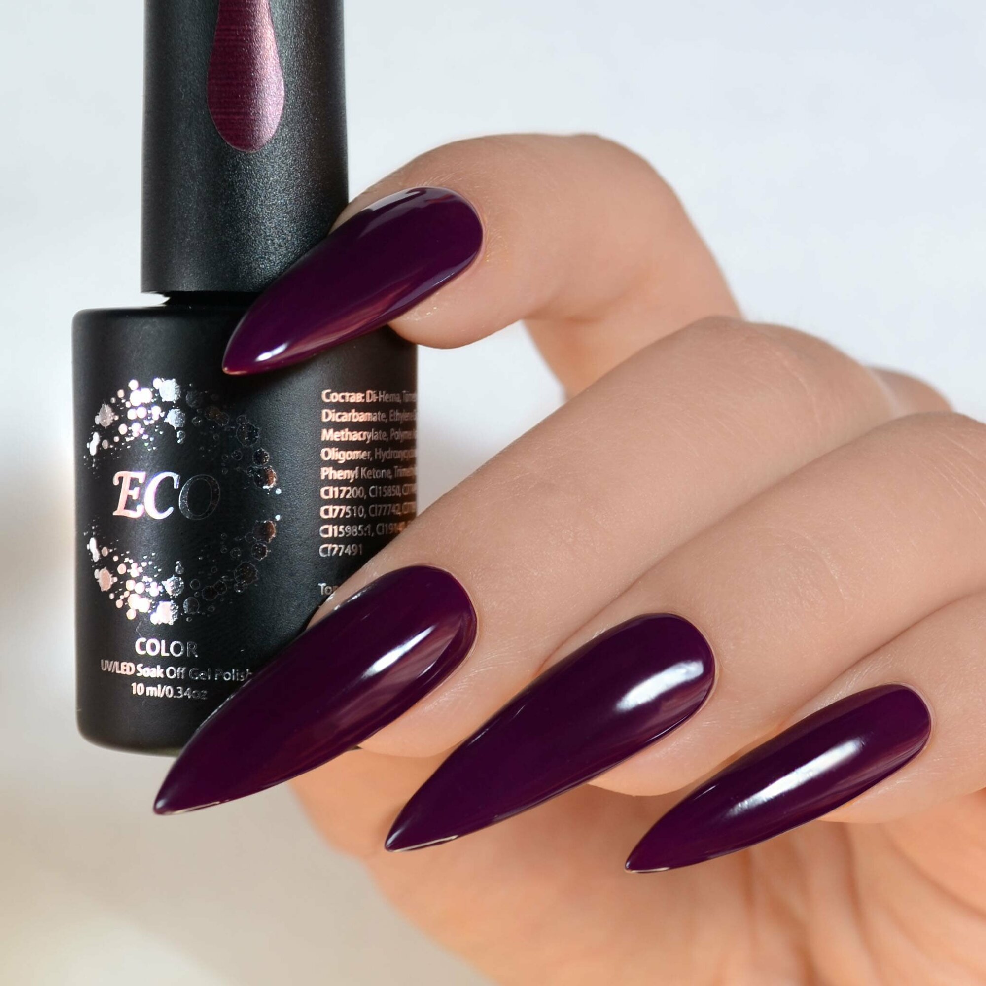 Гель-лак ECO Professional "Бургунди 150", 10мл, глянцевый, трехфазный, УФ/LED лампа