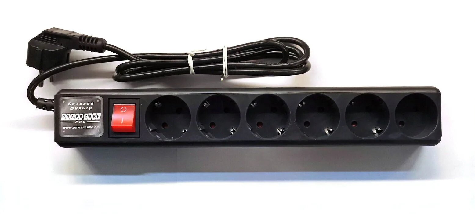 Сетевой фильтр PowerCube Pro 1.9м 5+1 черный, защ. шторки