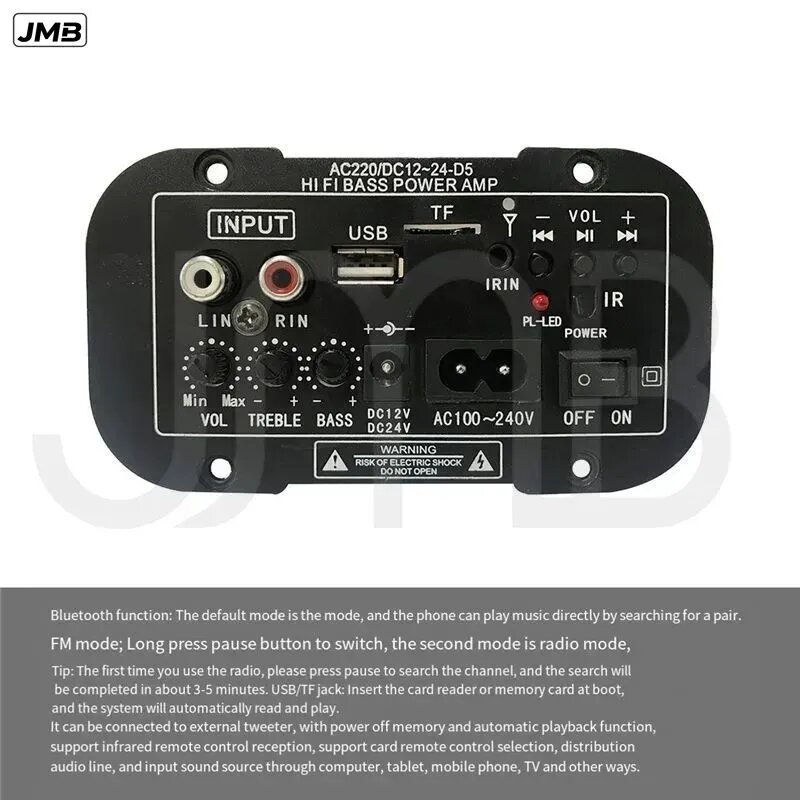 12 В 24 В Bluetooth усилитель плата HIFI Bass FM сабвуфер 30-120 Вт для 10-дюймового динамика (вилка ЕС)