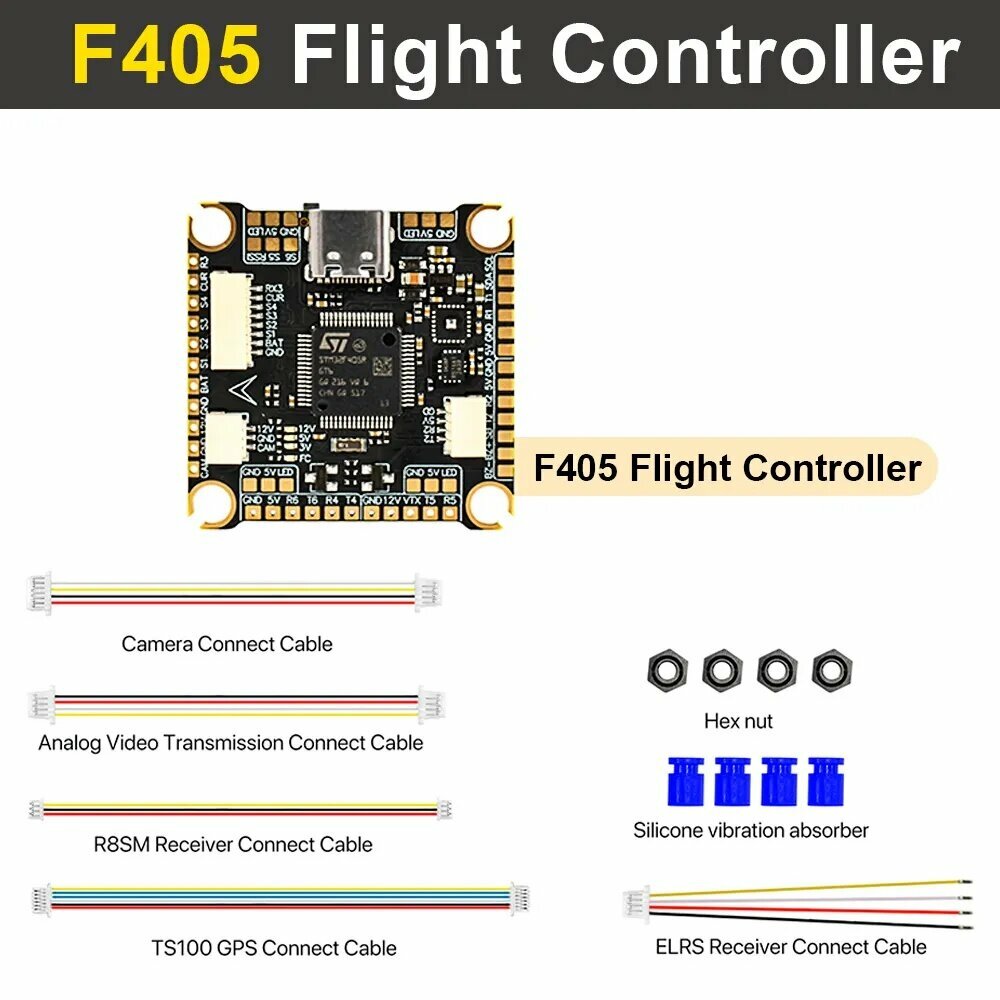 Полётный контроллер F405 с ESC 55A для RC моделей Комплект Flight Stack 30.5x30.5мм Совместимость с АКБ 3-6S, гироскоп ICM42688