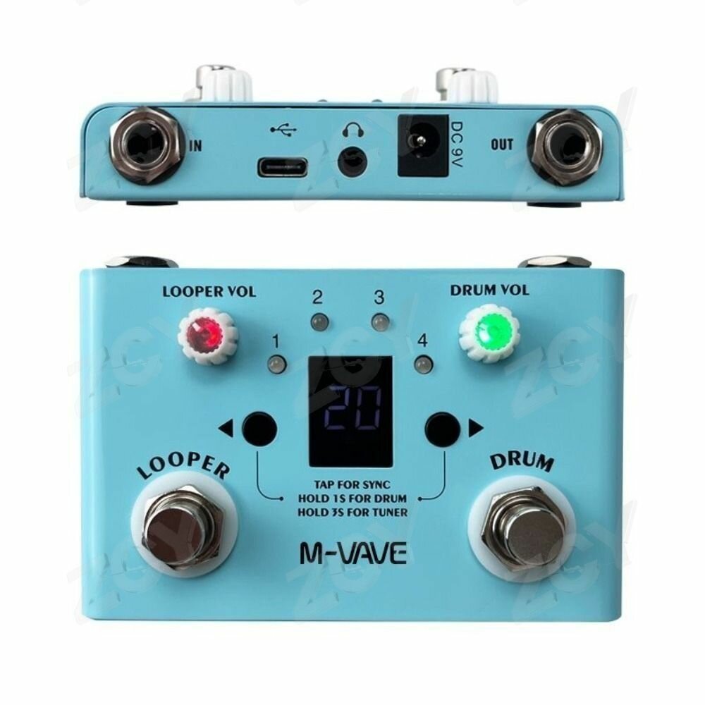 M-VAVE LOST TEMPO Педаль эффектов Drum & Looper Effector Mini 2-in-1 Looper
