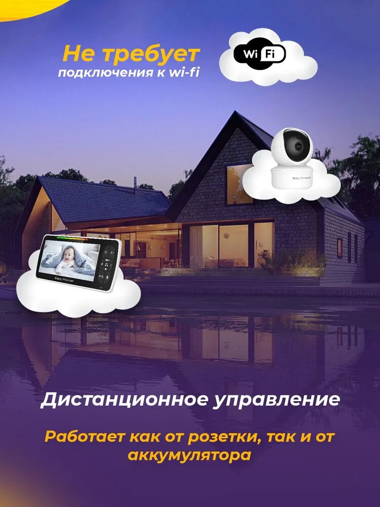 Видеоняня с монитором / радионяня беспроводная с камерой, двусторонней аудиосвязью, режимом ночного видения. Qiimos.