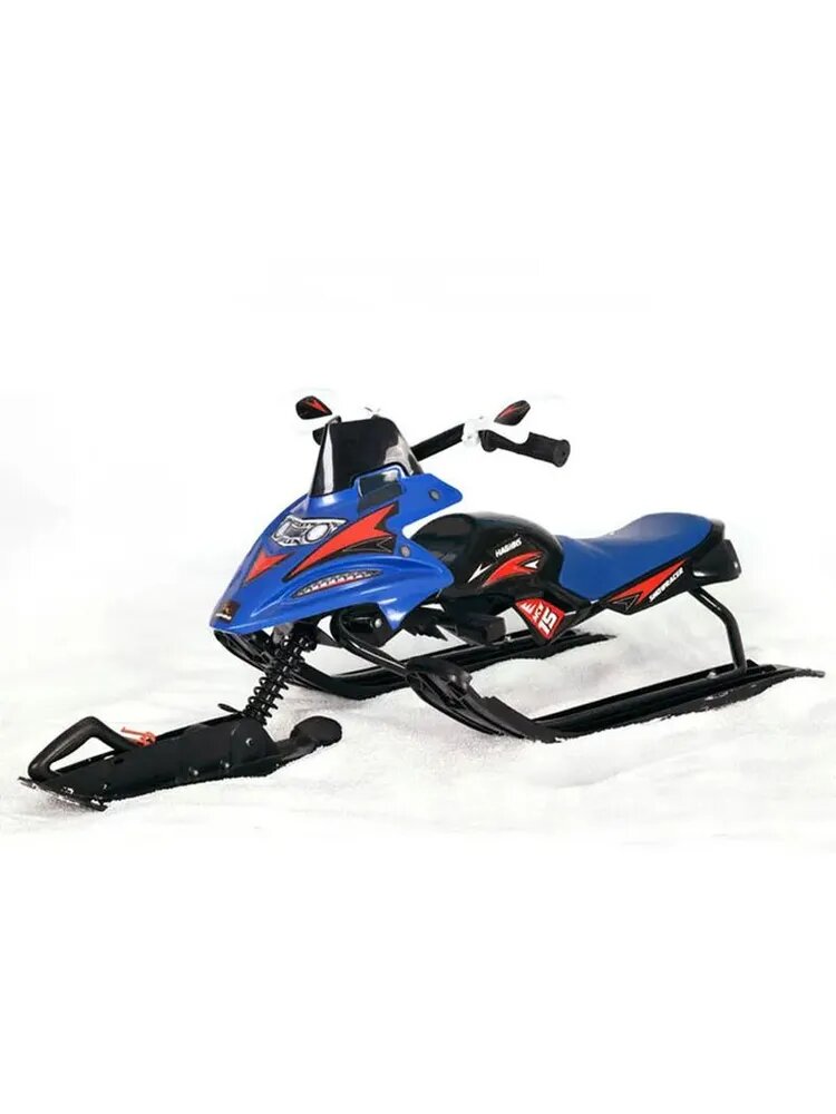 Снегокат для детей и взрослых с поворотным рулем и амортизацией синего цвета