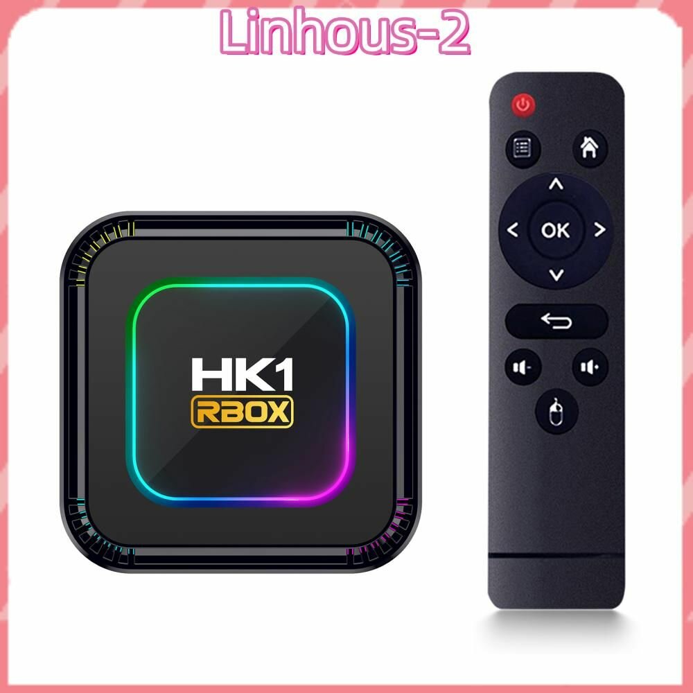 HK1 RBOX K8 Android TV Box, Умный медиаплеер с управлением по дистанционному пульту и RGB подсветкой, для удобного развлечения дома 4GB+128GB / UK
