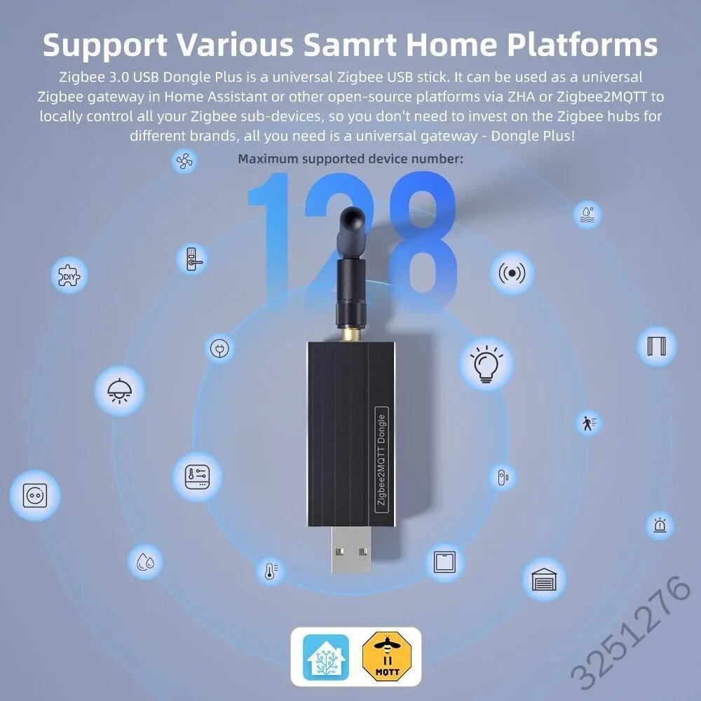 Zigbee 3.0 USB Dongle Zigbee2MQTT Home Assistant Smart Home Gateway Adapter — фото 1